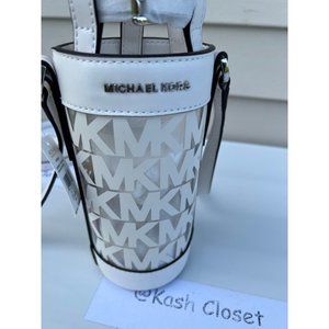 Michael Kors | Bags | Michael Kors Water Bottle Crossbody Holder Mk Giftable Optic White | Poshmark